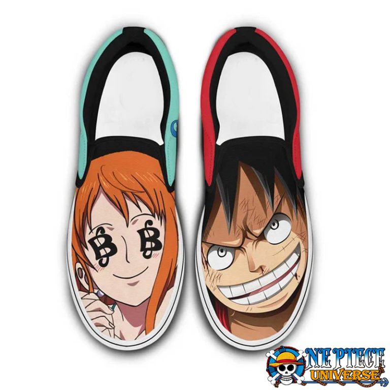 Nami And Luffy Slip On Shoes One Piece Custom Shoes - One Piece ...