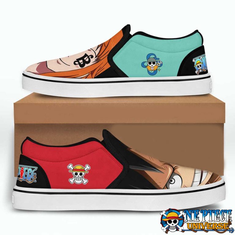 Nami And Luffy Slip On Shoes One Piece Custom Shoes - One Piece ...