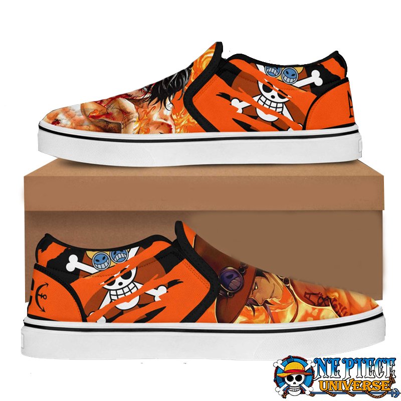 Portgas D Ace Slip On Shoes One Piece Custom Shoes - Official One Piece ...