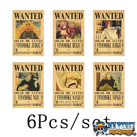 One Piece Sanji Wanted Poster And Vinsmoke Family 6PCS/Set | One Piece ...