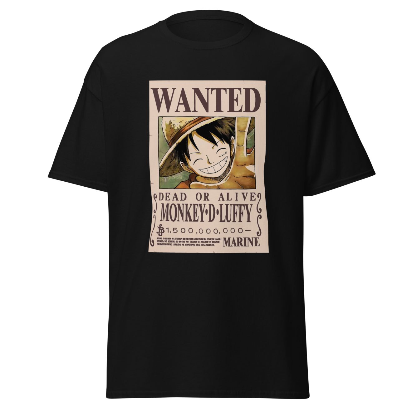 One Piece Monkey D. Luffy Wanted Poster Authentic Anime T-Shirt ...