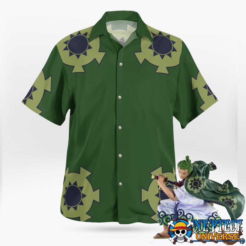 Zoro Wano Hawaiian Shirt Green Pattern HOT 2024 | One Piece Universe Store