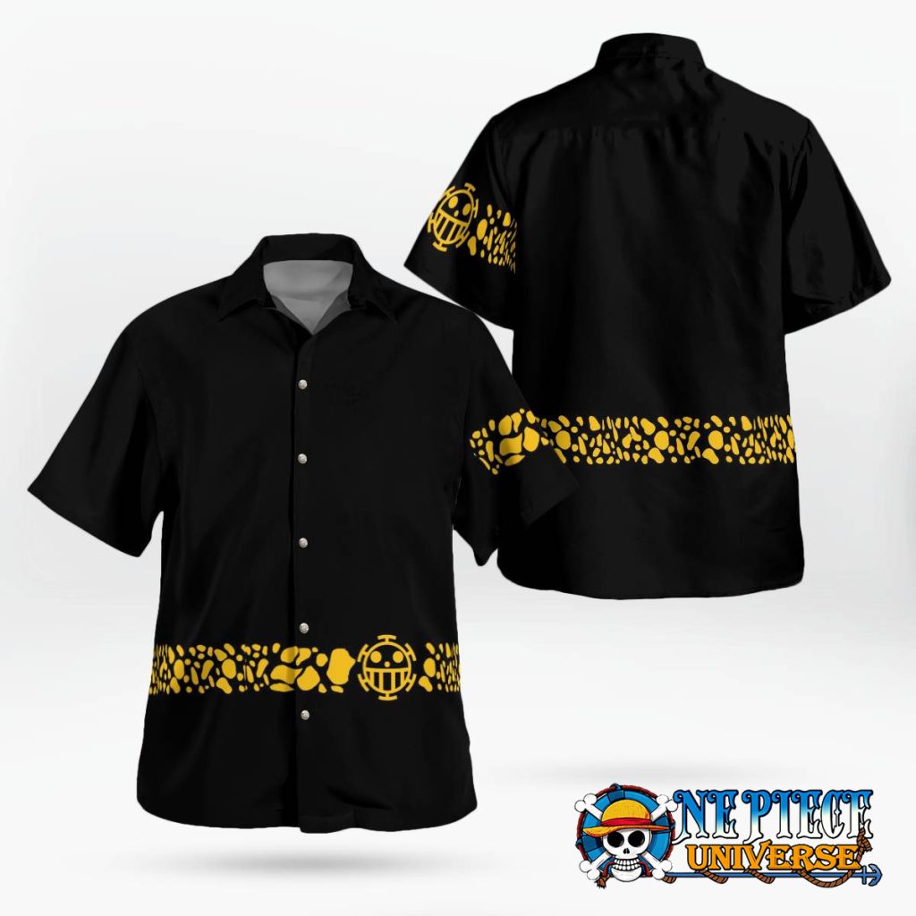 Black One Piece Trafalgar Law Coat Hawaii Shirt Pattern For Sale | One ...