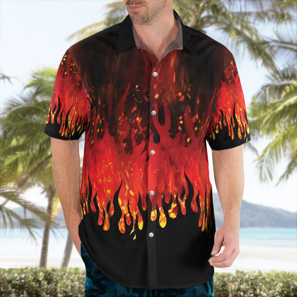 One Piece ACE Fire Pattern Button Up Hawaiian Shirts For Sale | One ...