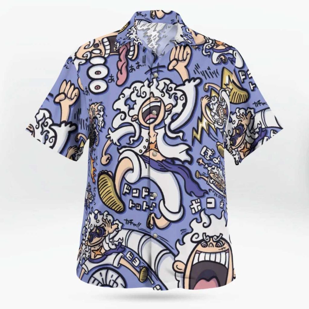 One Piece Luffy Gear 5 Funny Button Up Hawaiian Shirts For Sale | One ...