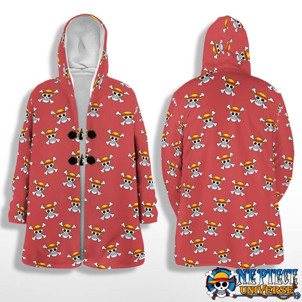 One Piece Straw Hat Logo Red Coat Fleece HOT | One Piece Universe Store