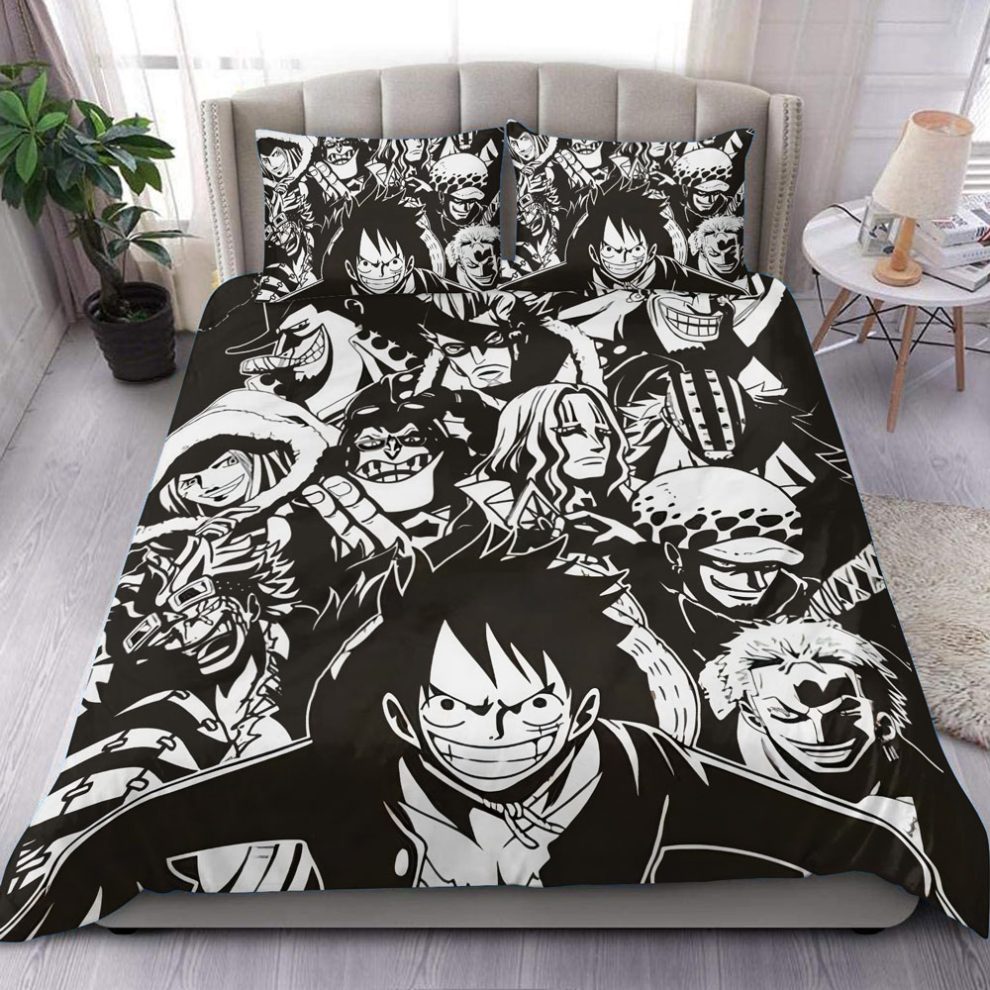 Black White Straw Hat Pirates Member Bed Set | One Piece Universe