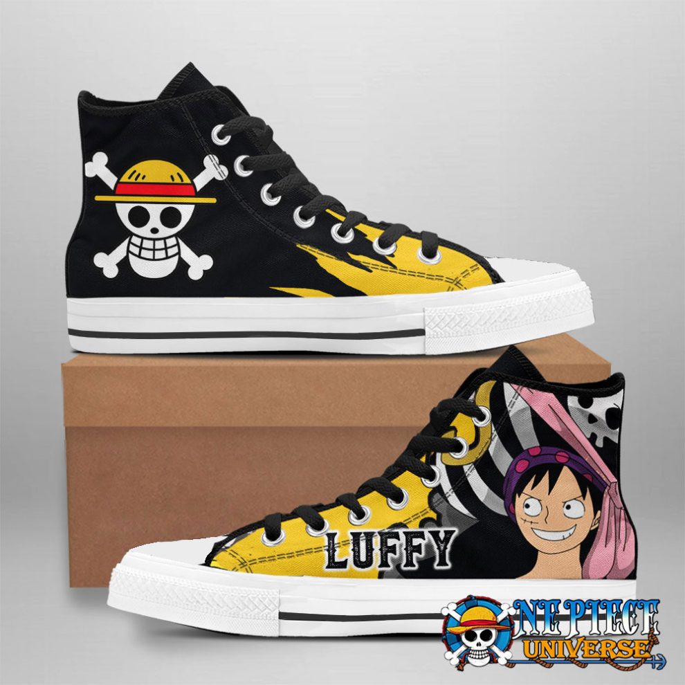 One Piece Luffy Red High Top Canvas Shoes - One Piece Universe
